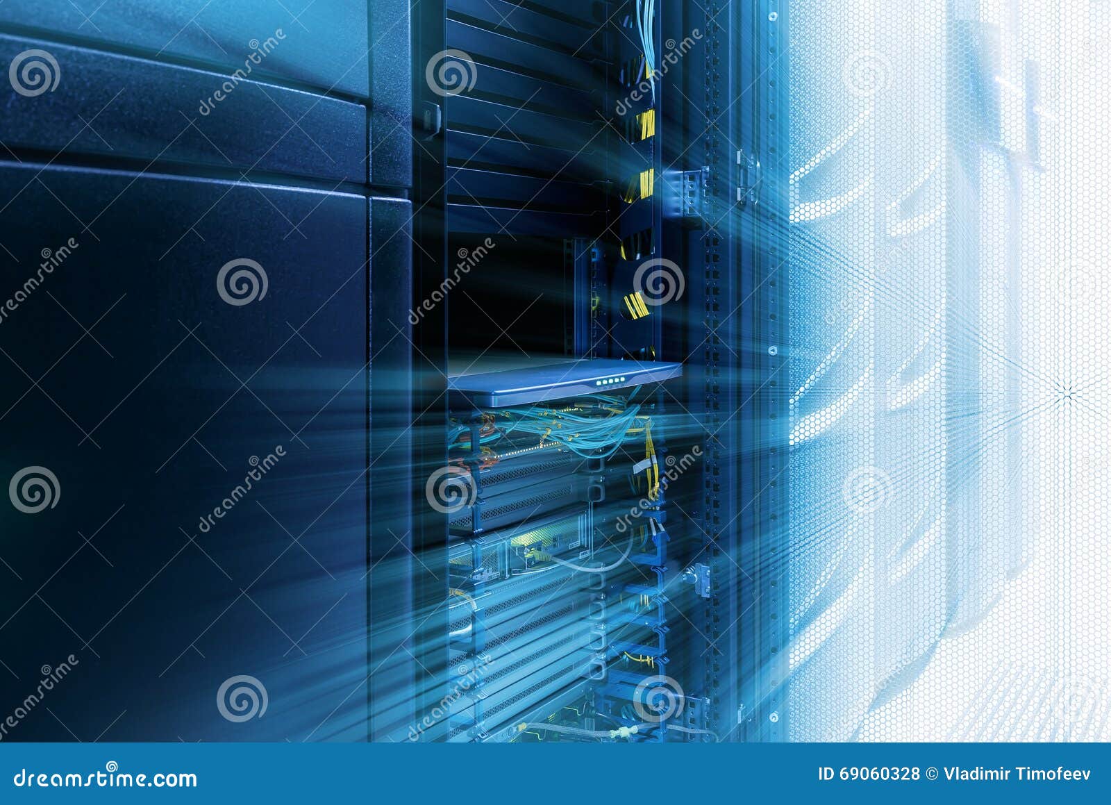 Server Room with Rows of Modern Mainframes Stock Photo - Image of room ...
