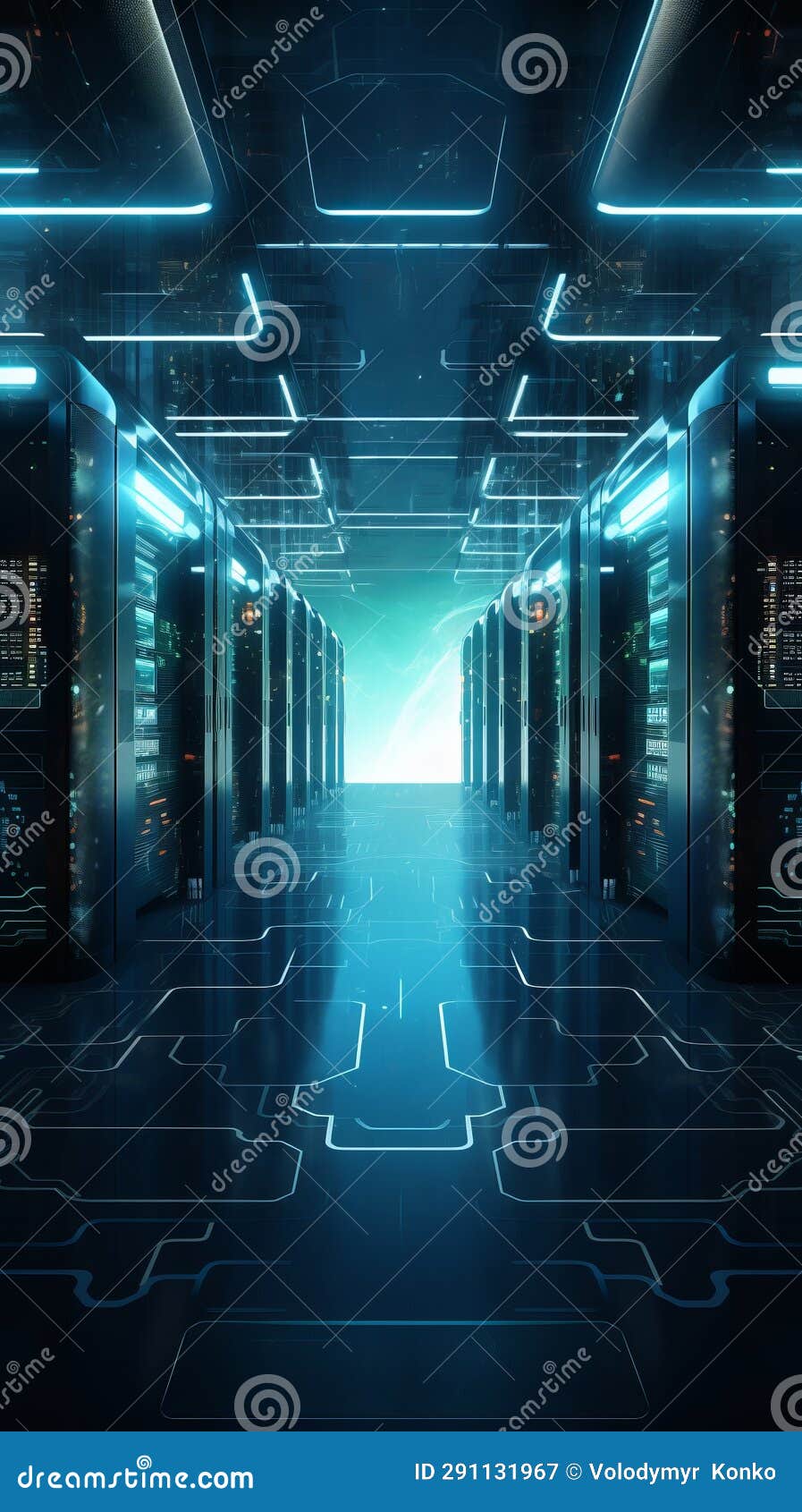 A Server Room with Rows of Racks and Equipment Stock Image - Image of ...