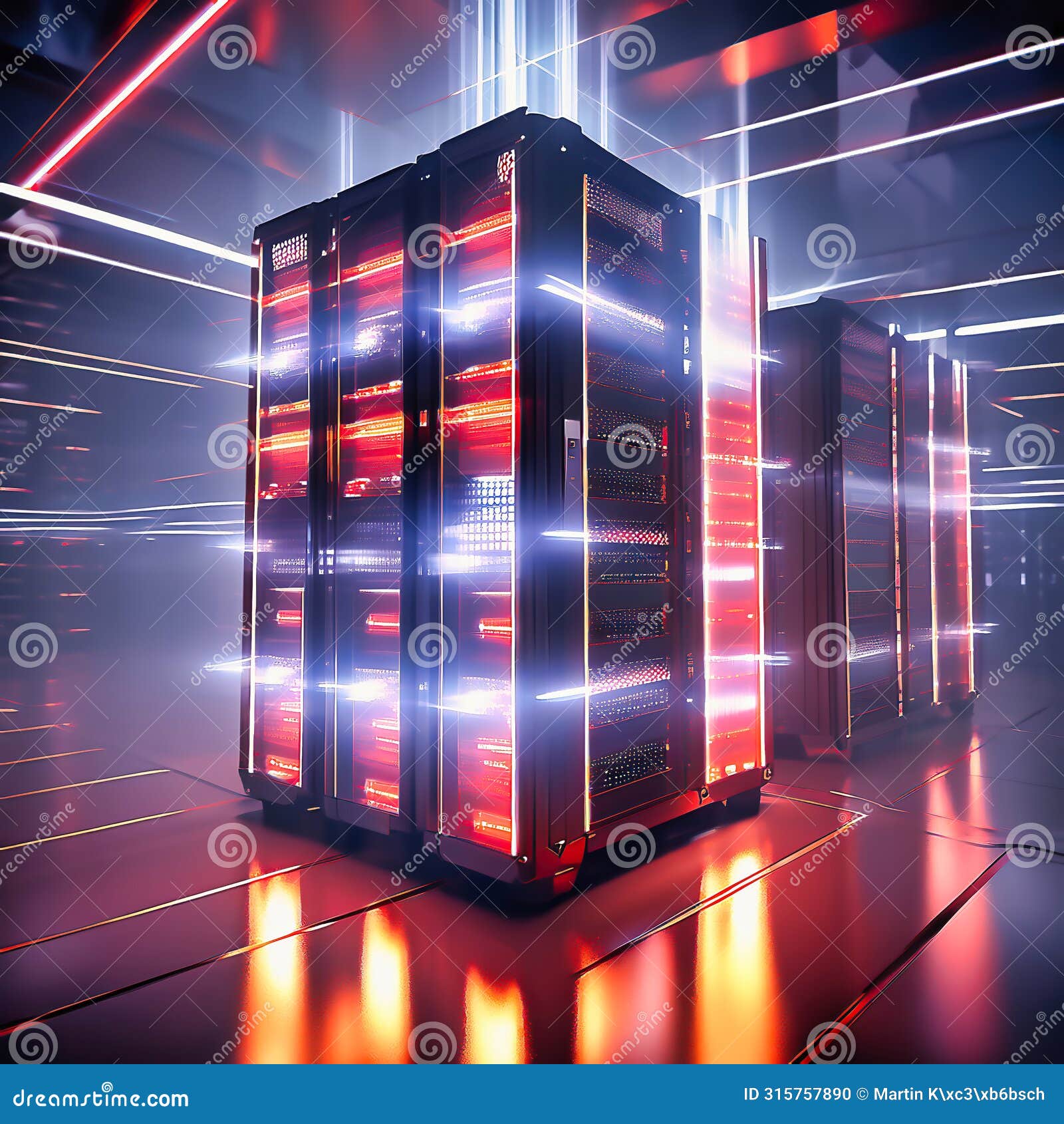 Server Room with Server Cabinets, Digitalis for Host PC. Management and Storage of Data Stock ...