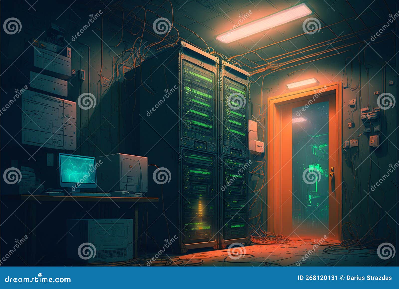 Server room stock illustration. Illustration of networking - 268120131