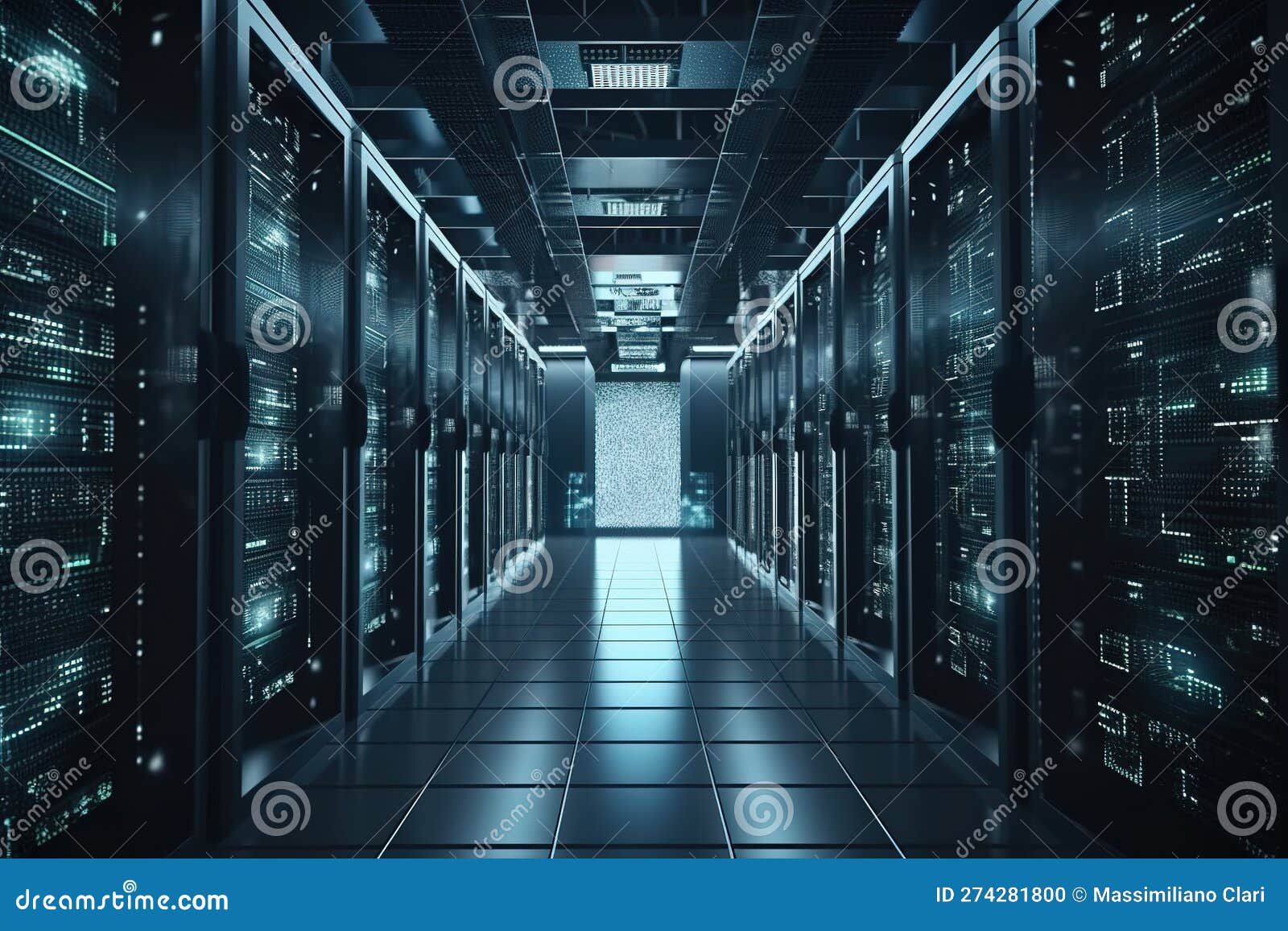 Server Room of Storage Systems and Connect of Data on Internet Network ...