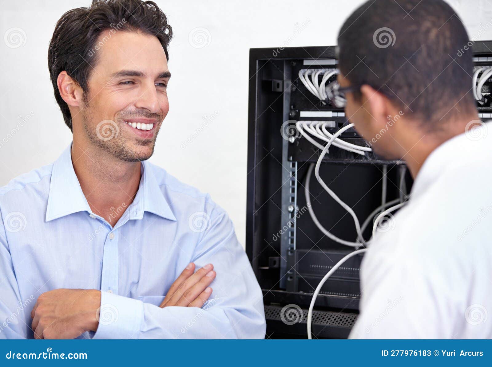 Server Room, it Support and Network with an Engineer Talking To a ...