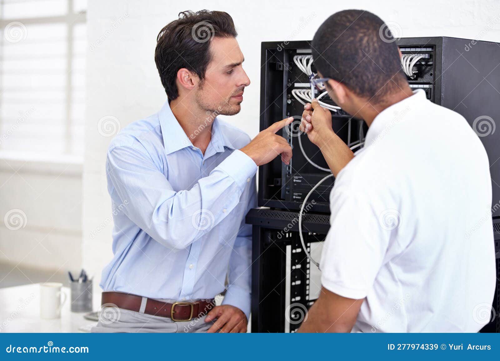 Server Room, it Support and Pointing with a Technician Talking To a ...