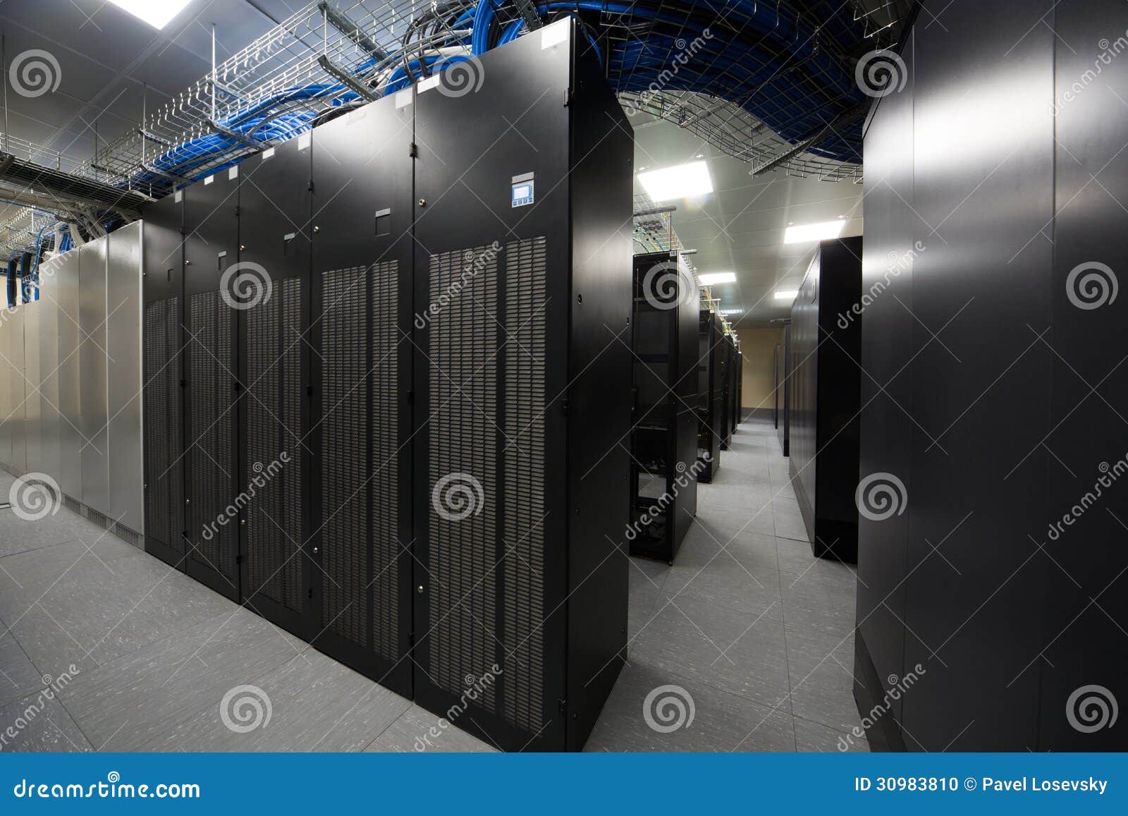 Server Room with Telecommunication Racks Stock Photo - Image of data ...