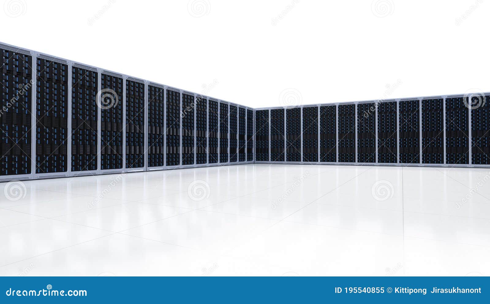 Server Room with Server Tower Stock Illustration - Illustration of ...