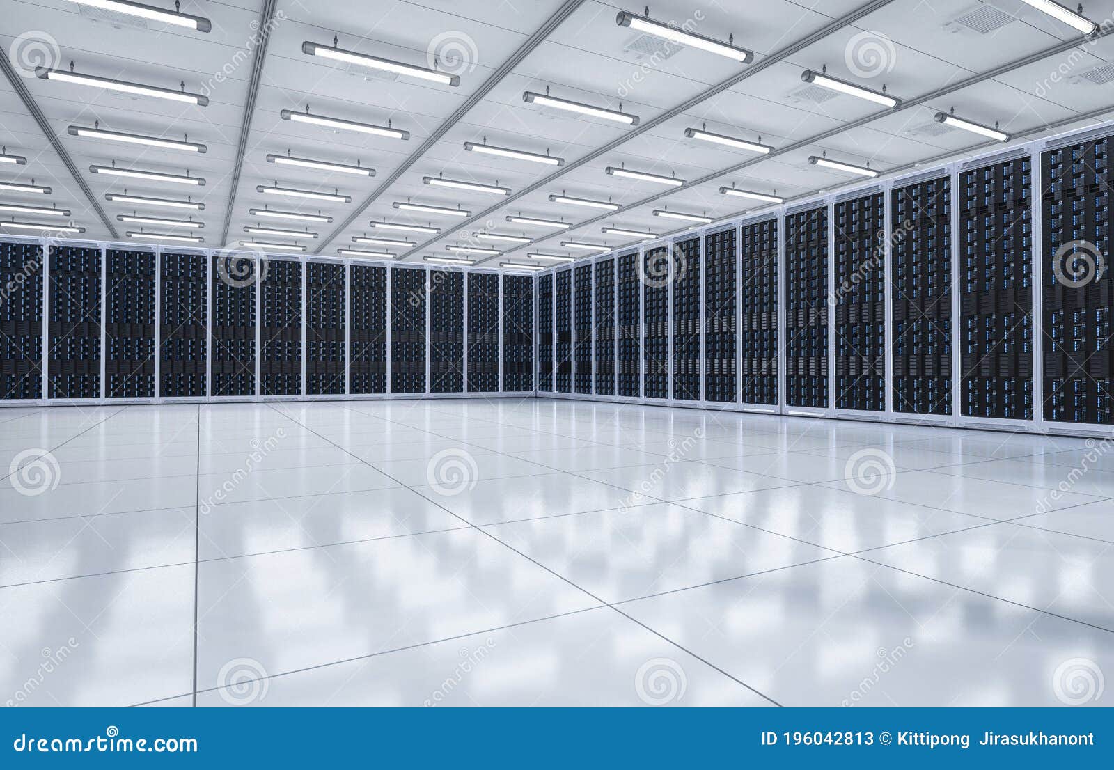 Server Room with Server Tower Stock Illustration - Illustration of ...