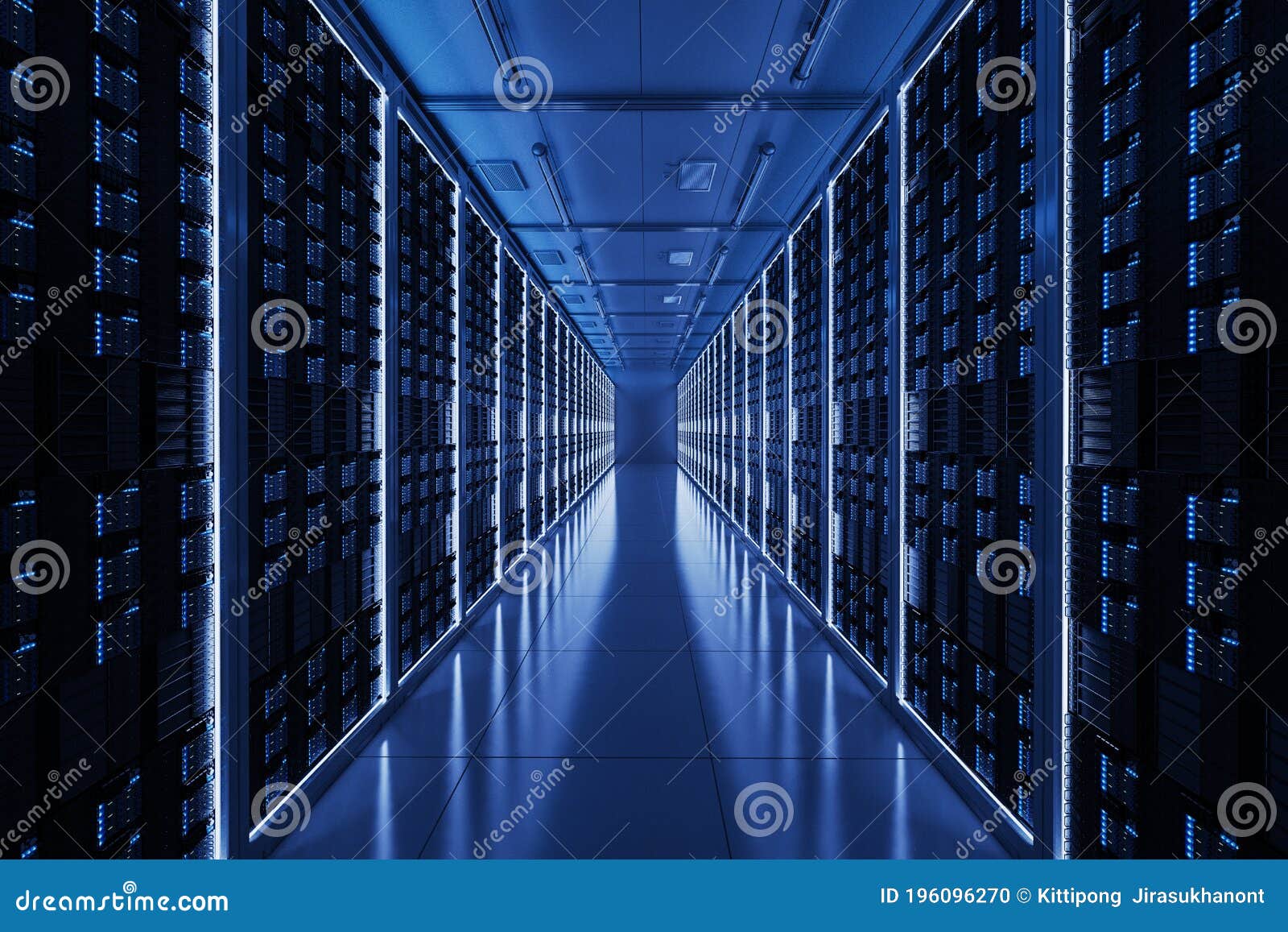 Server Room with Server Tower Stock Illustration - Illustration of ...