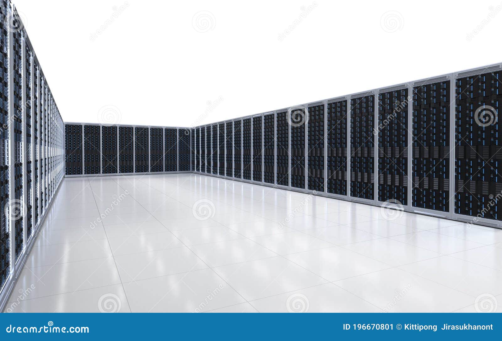 Server Room with Server Tower Stock Illustration - Illustration of ...