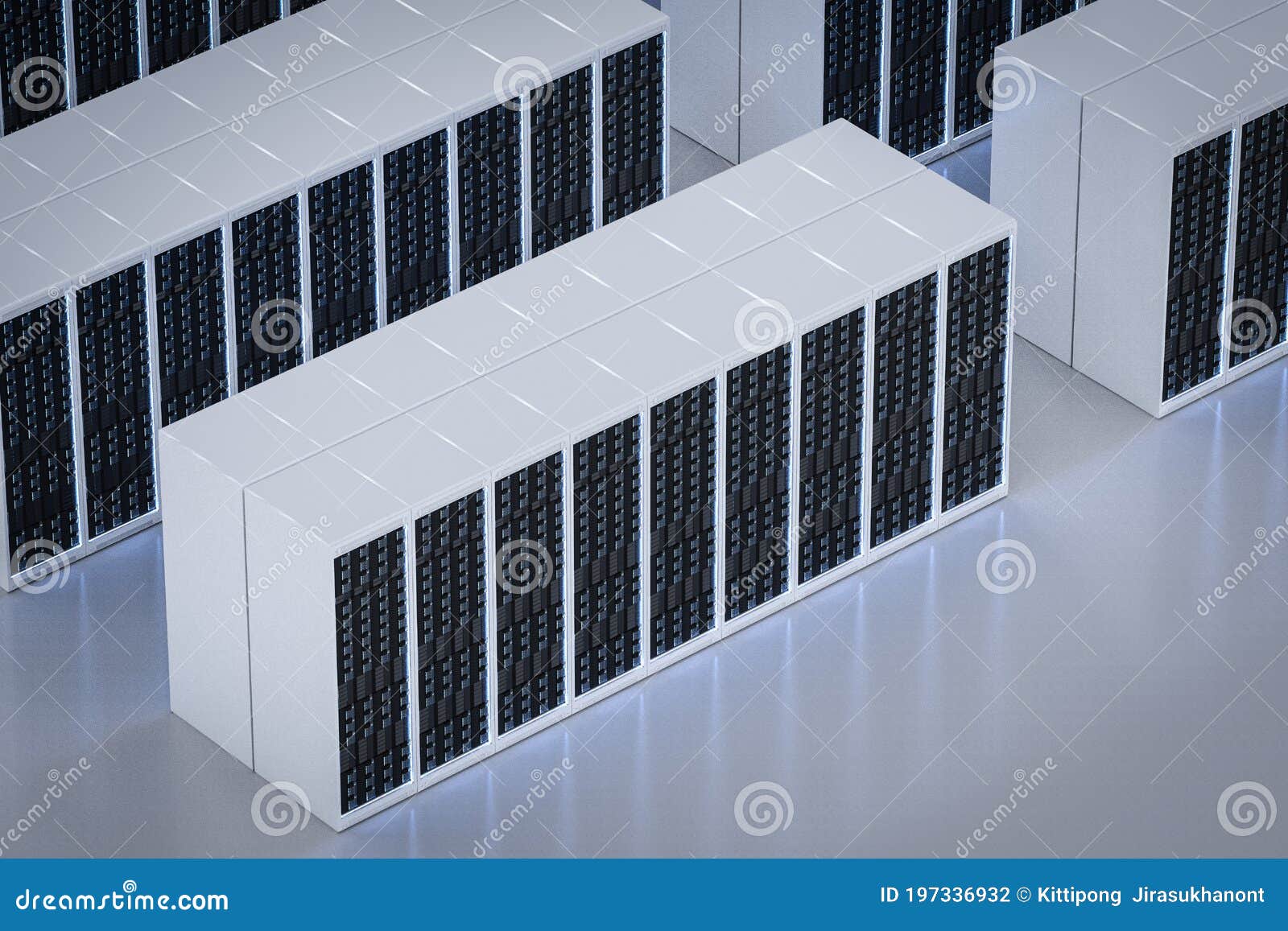 Server Room with Server Tower Stock Illustration - Illustration of ...