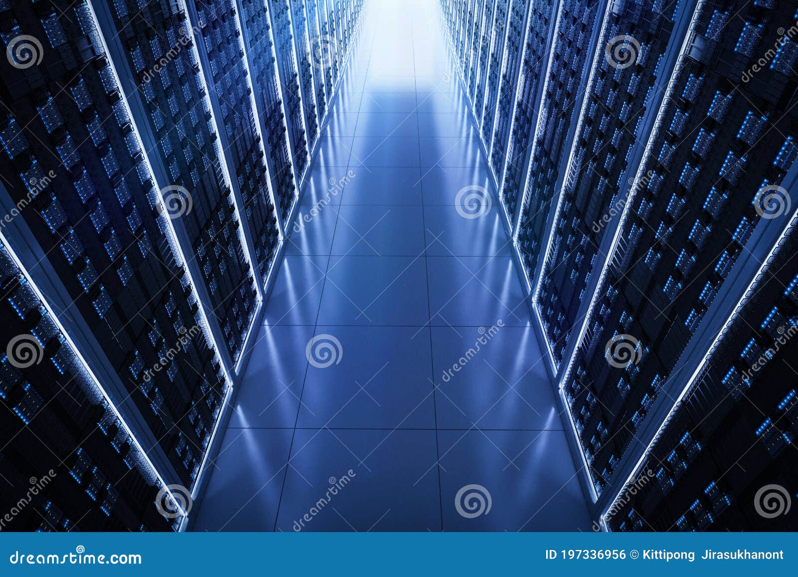 Server Room with Server Tower Stock Illustration - Illustration of ...