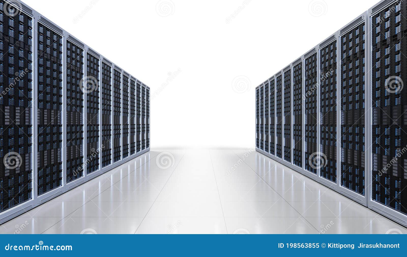 Server Room with Server Tower Stock Illustration - Illustration of ...