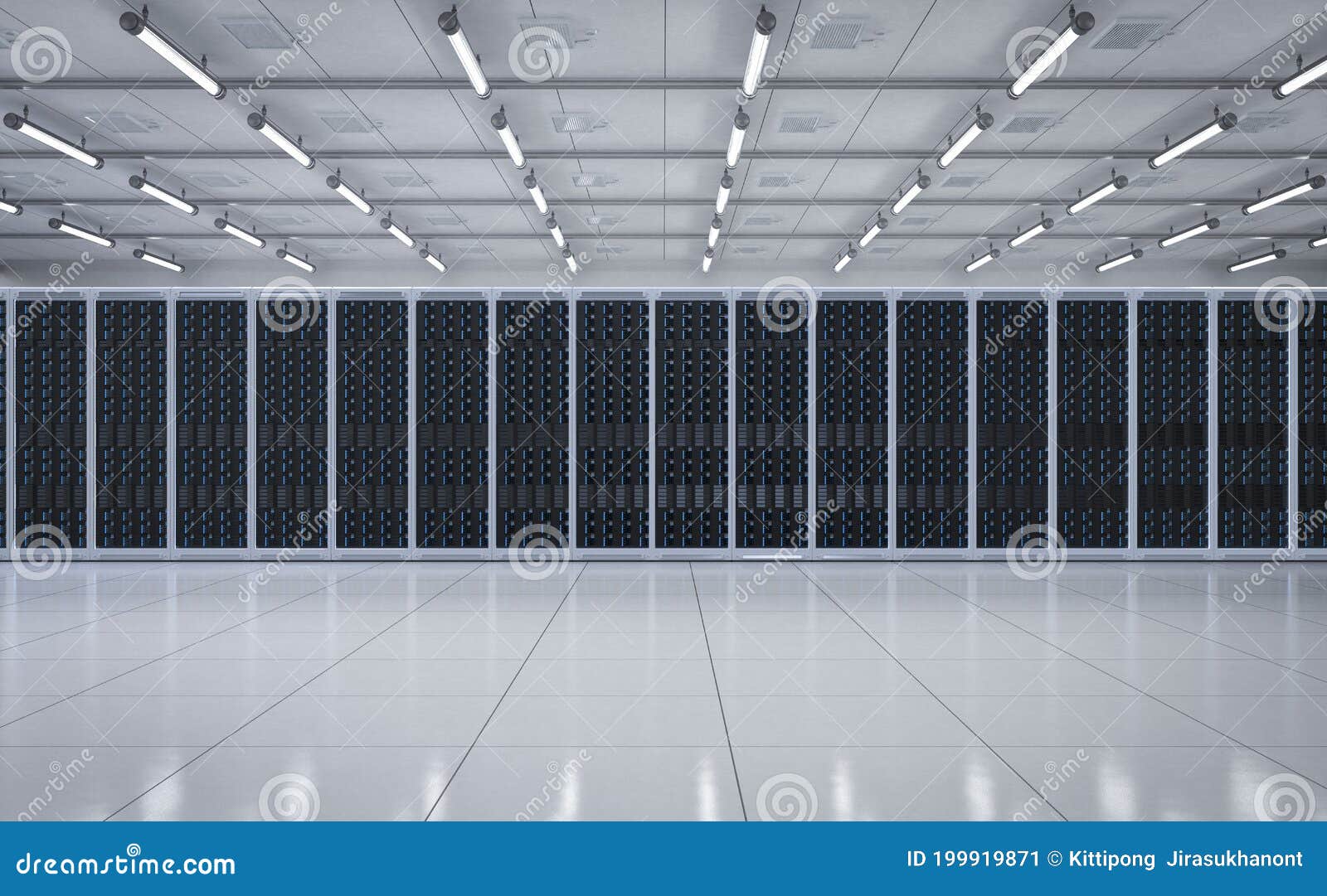 Server Room with Server Tower Stock Illustration - Illustration of ...