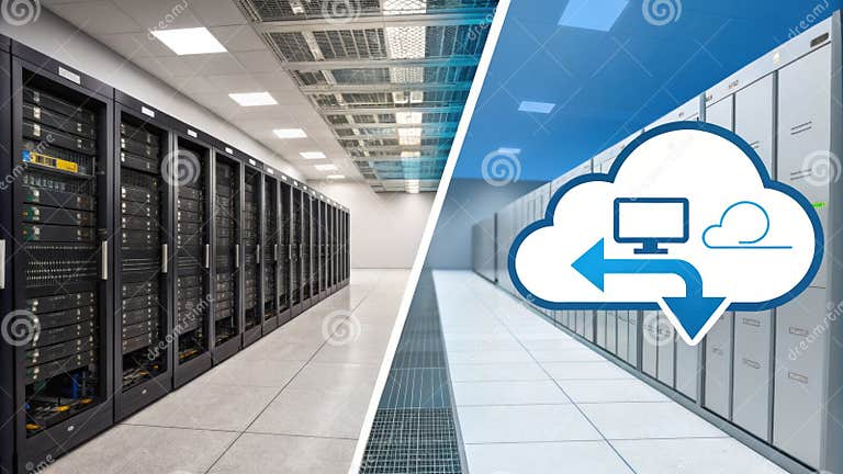 Server Room Transitioning To Cloud Computing, Data Center Modernization Stock Photo - Image of ...