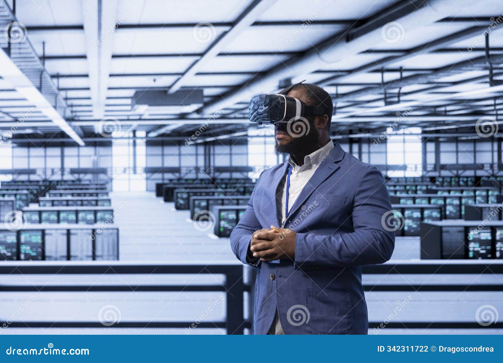 Server Room Worker Resolving Technical Issues Using Virtual Reality Tech Stock Photo - Image of ...