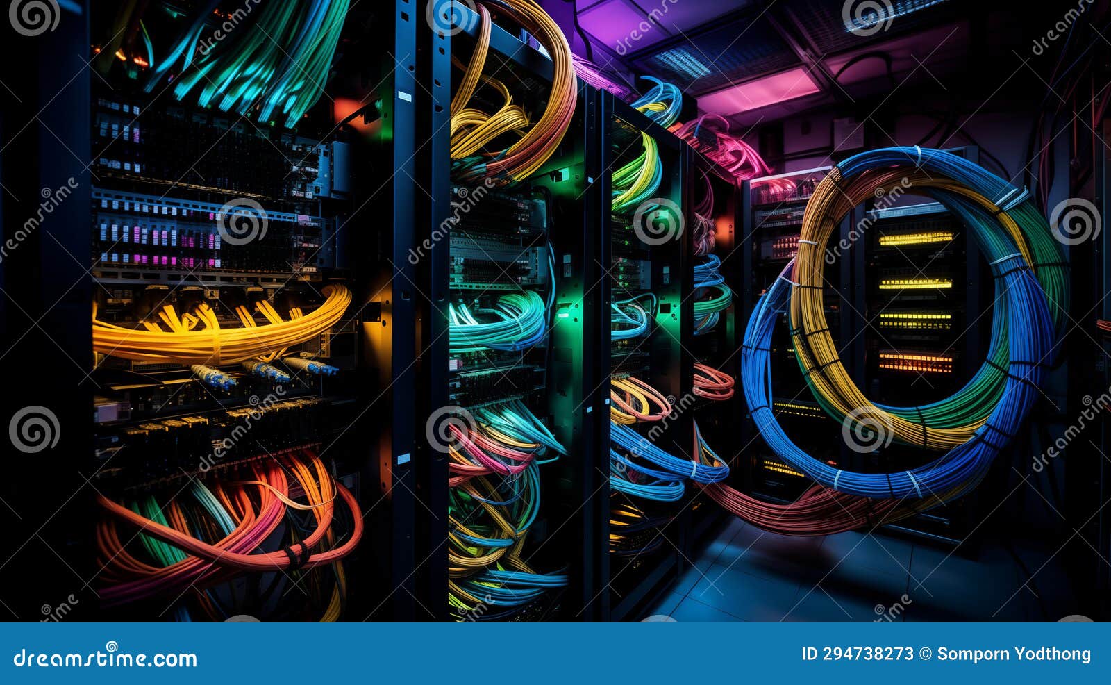 Server Working Process. Server Rack, Programmable Manipulator, Router Vector Illustration ...