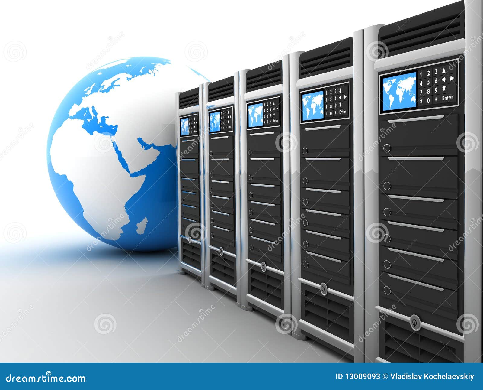 Server row and earth stock illustration. Illustration of email - 13009093