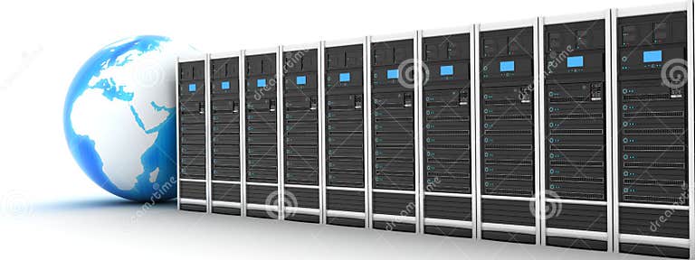 Server row and earth stock illustration. Illustration of link - 27287434