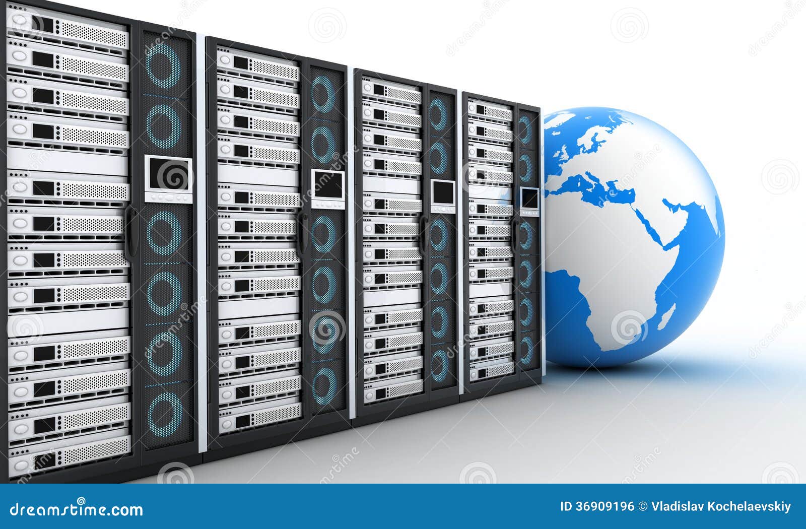 Server row and earth stock illustration. Illustration of internet ...