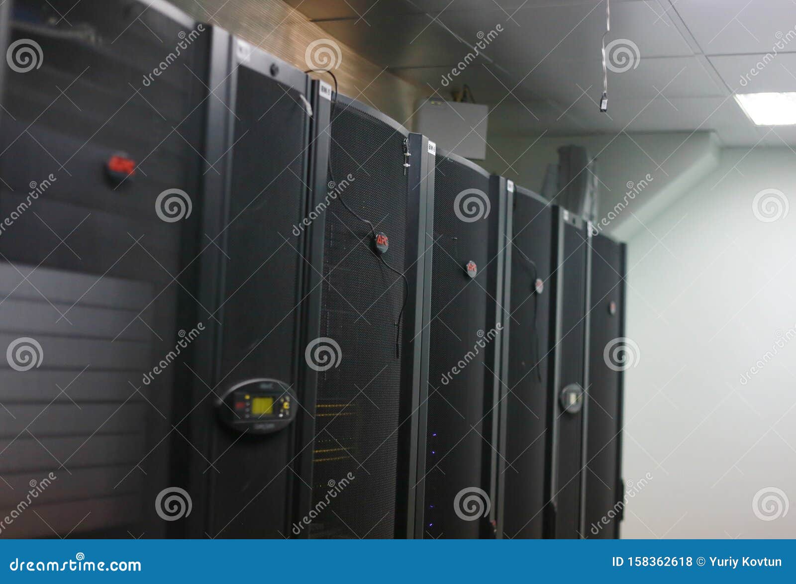 Server Rows Cabins Equipped Cooled Server Room Stock Photo - Image of ...