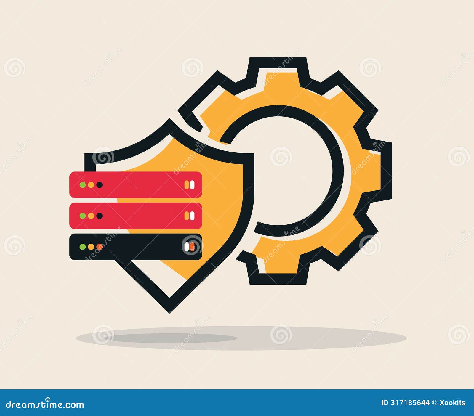 Server Security and Maintenance Symbolic Minimalist Illustration Stock ...