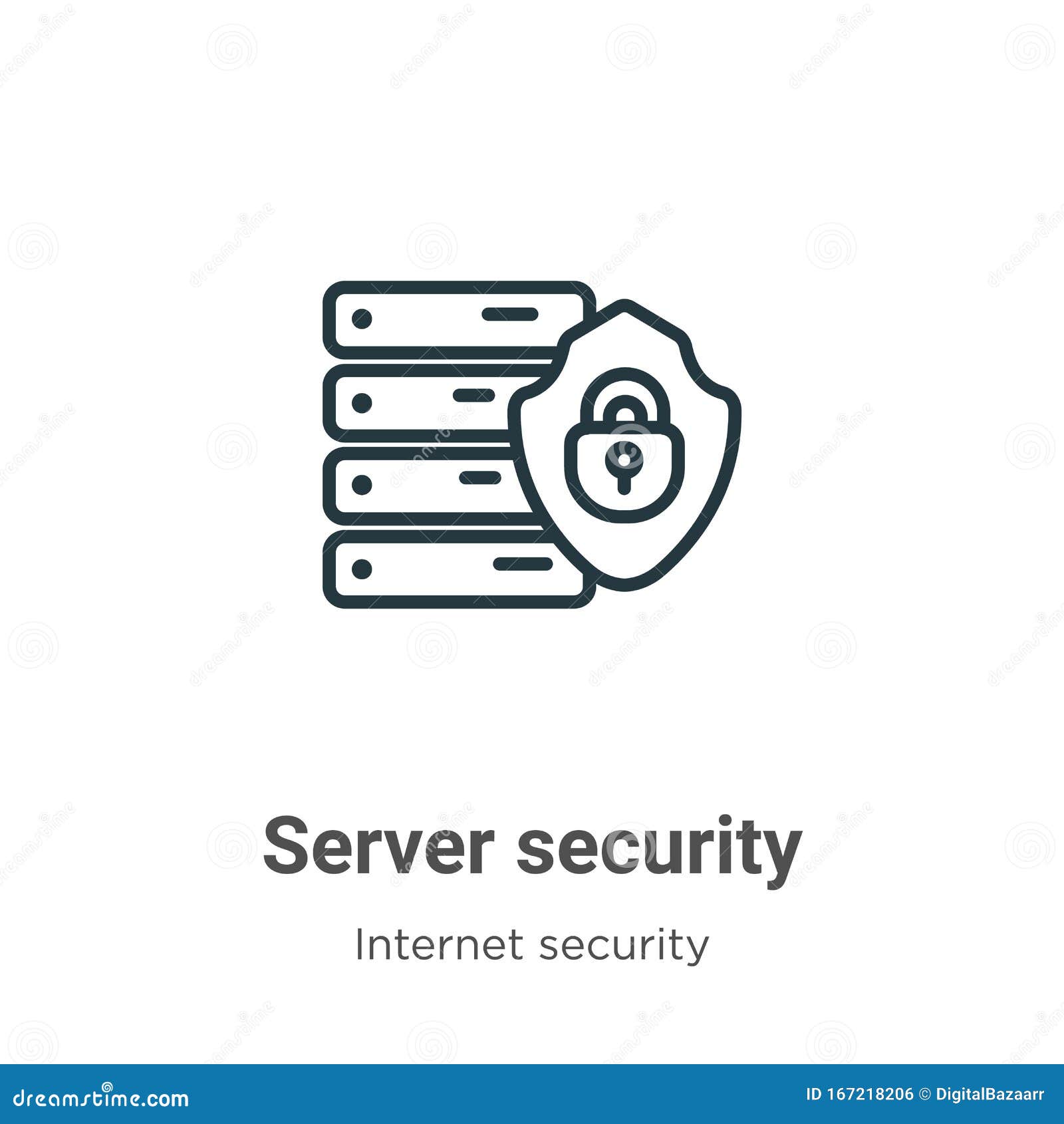 Server Security Outline Vector Icon. Thin Line Black Server Security ...