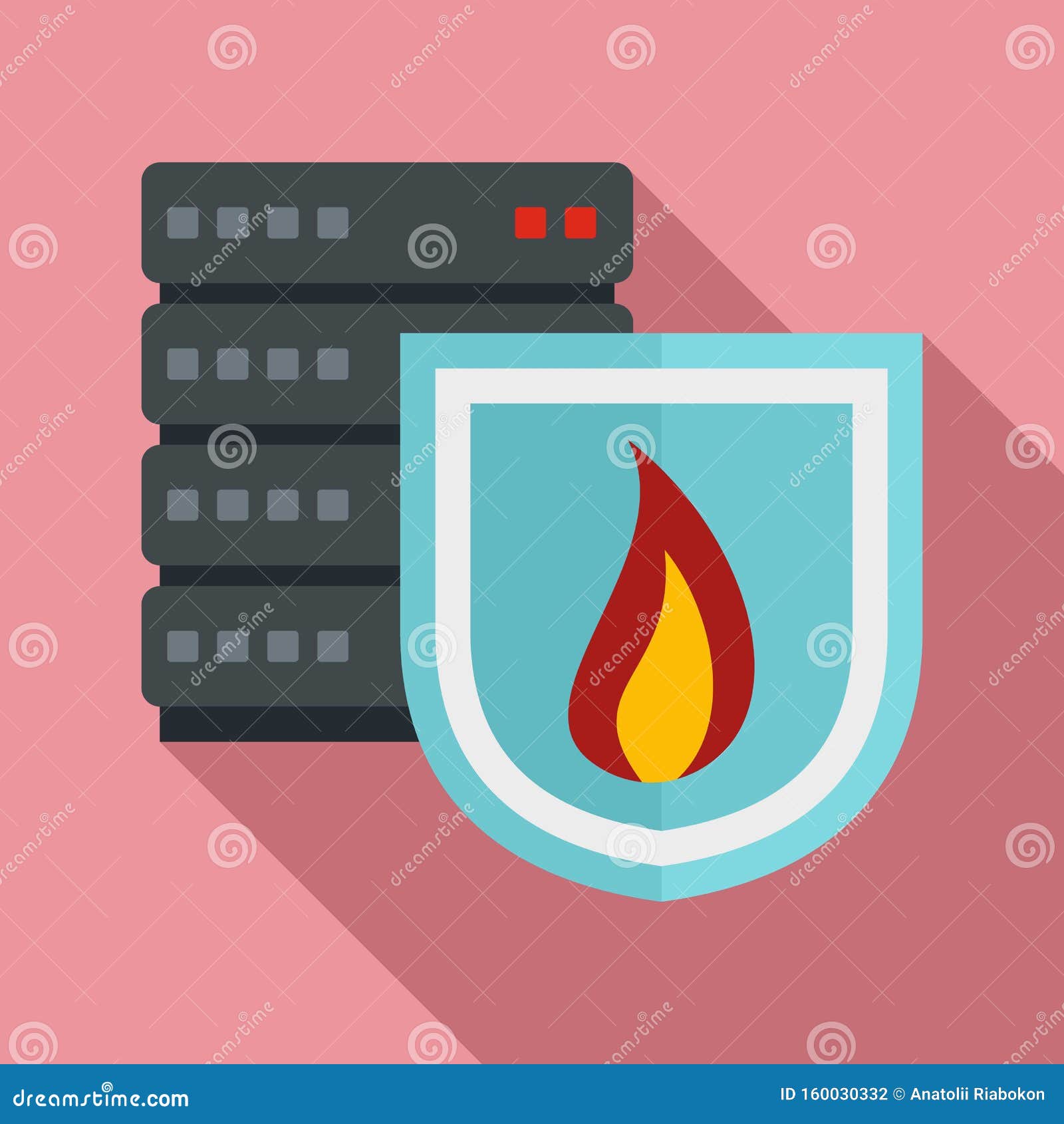 Server Shield Firewall Icon, Flat Style Stock Vector - Illustration of ...