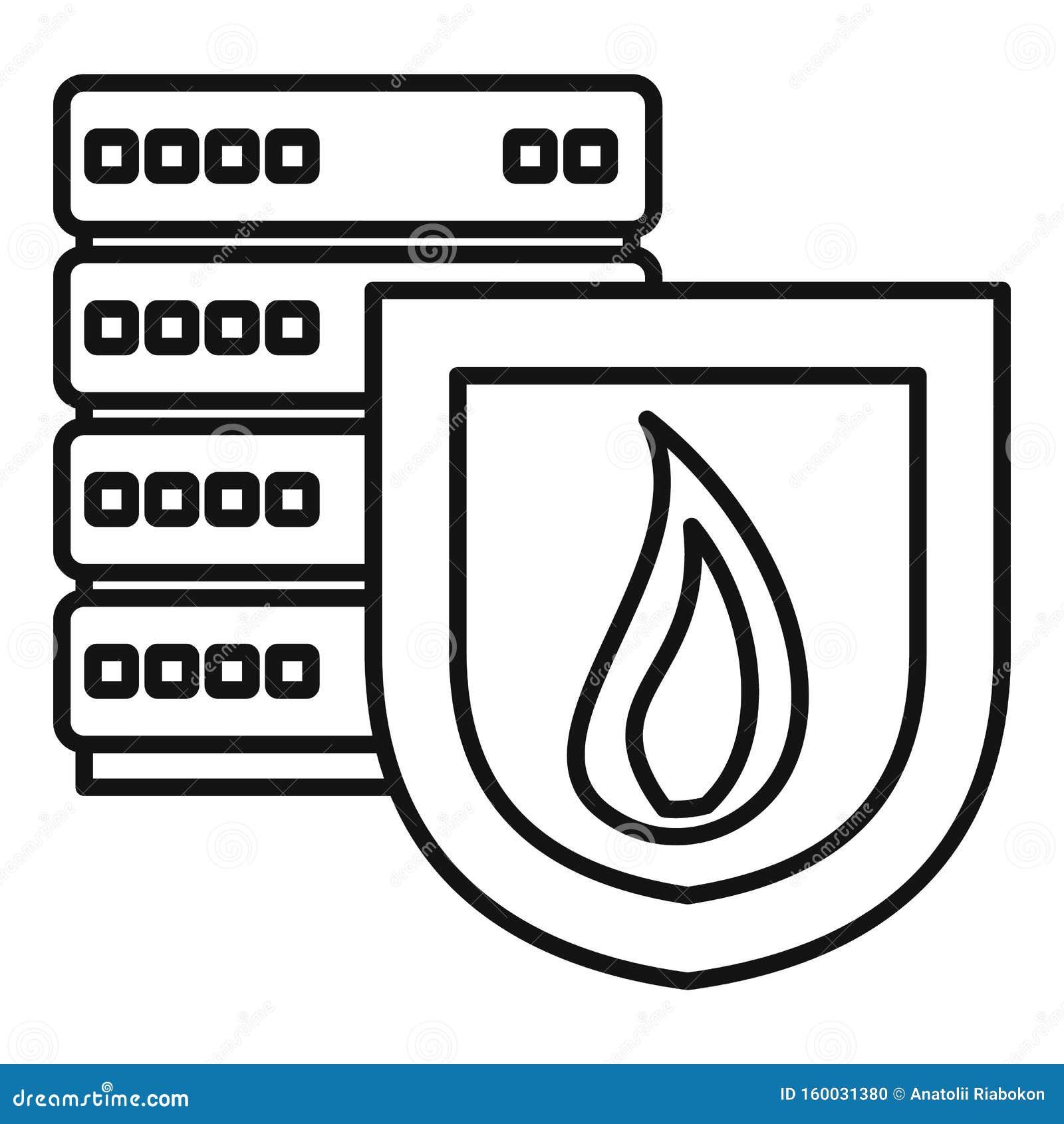 Server Shield Firewall Icon, Outline Style Stock Vector - Illustration ...