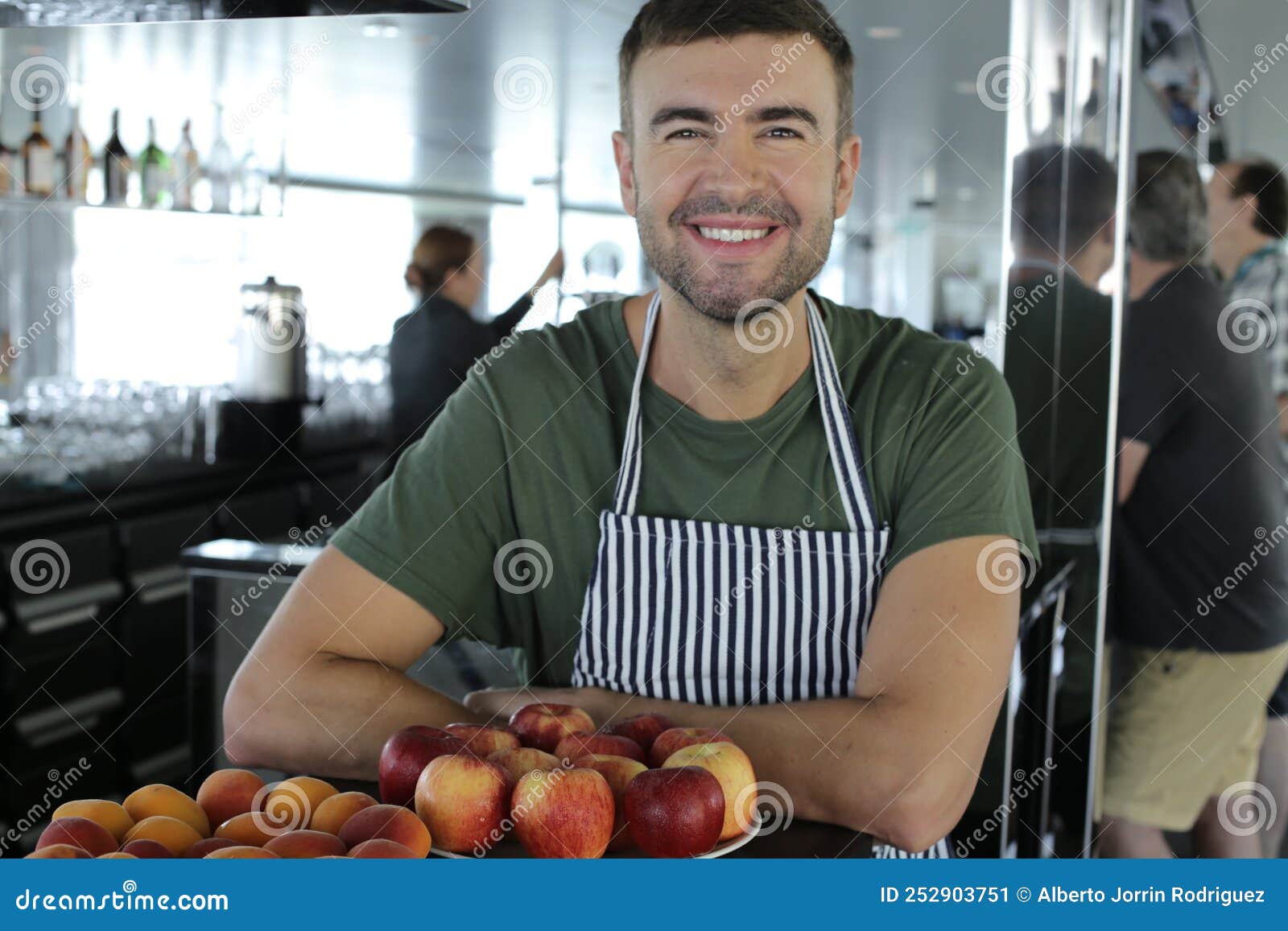 Server Smiling in a Restaurant Stock Image - Image of breakfast, lunch ...