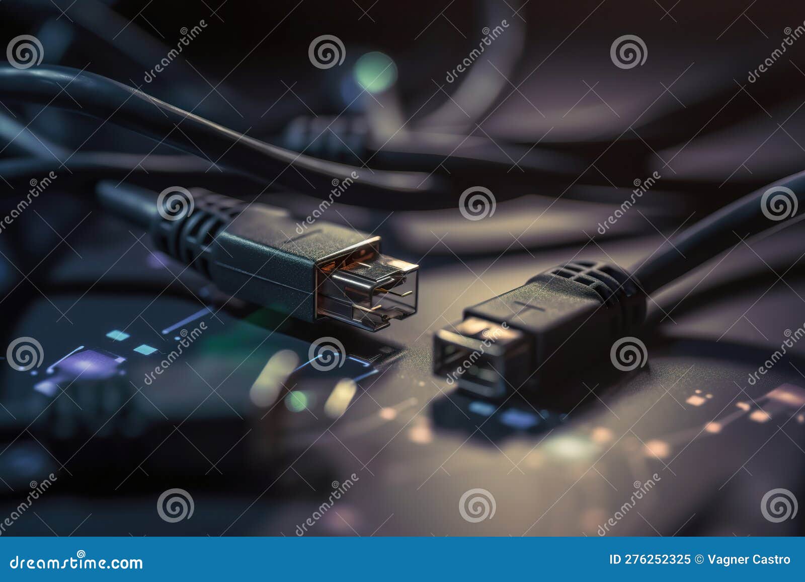 Server Staggered Cables and Interfaces. Network Cables Connected in ...