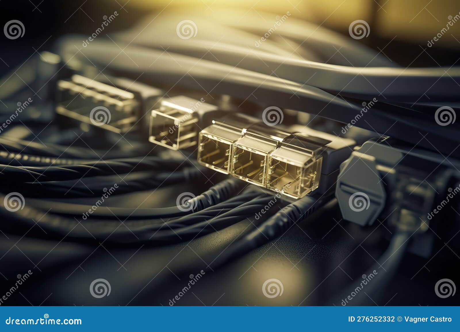 Server Staggered Cables and Interfaces. Network Cables Connected in Network Switches Stock ...