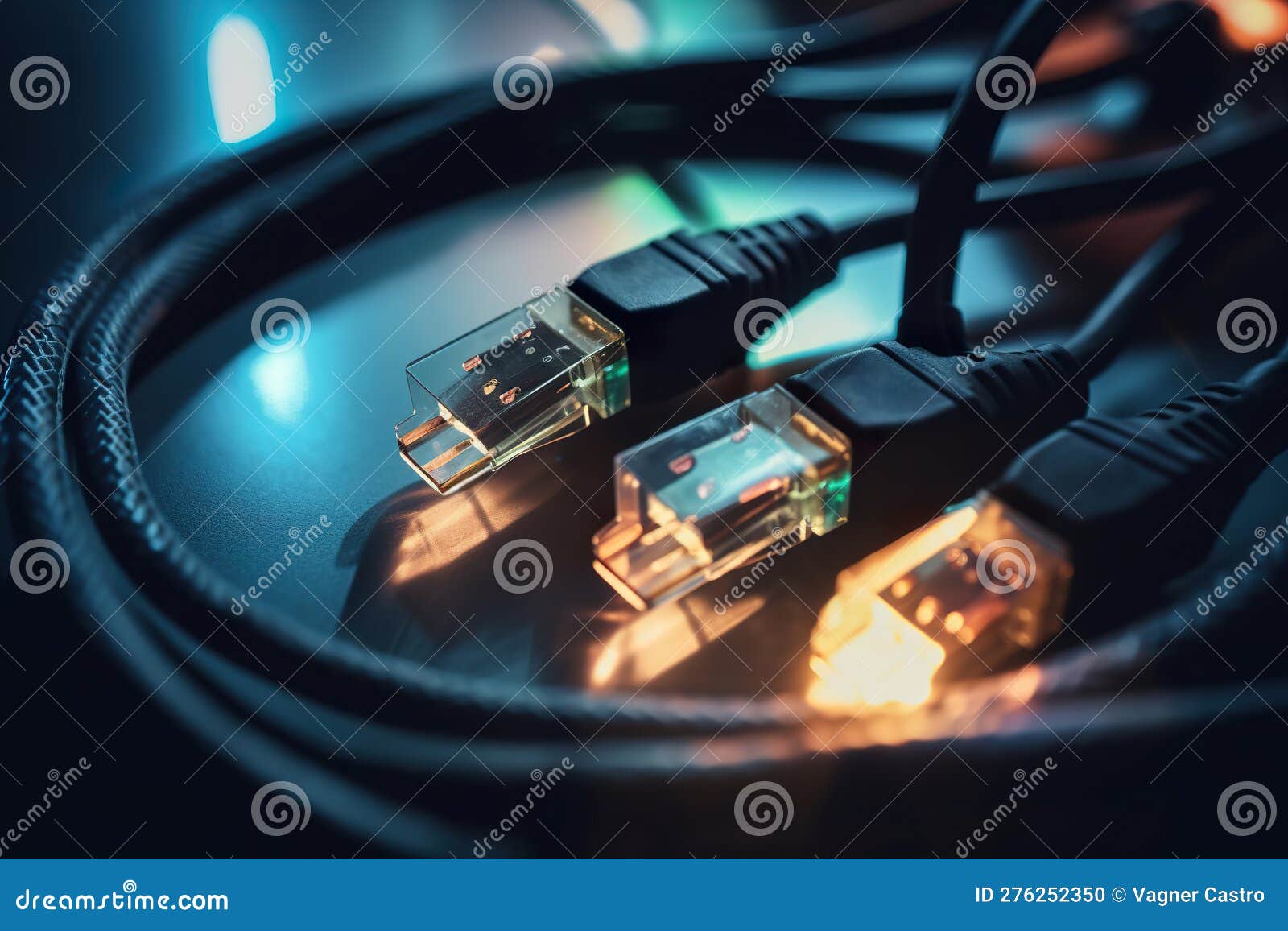 Server Staggered Cables and Interfaces. Network Cables Connected in ...