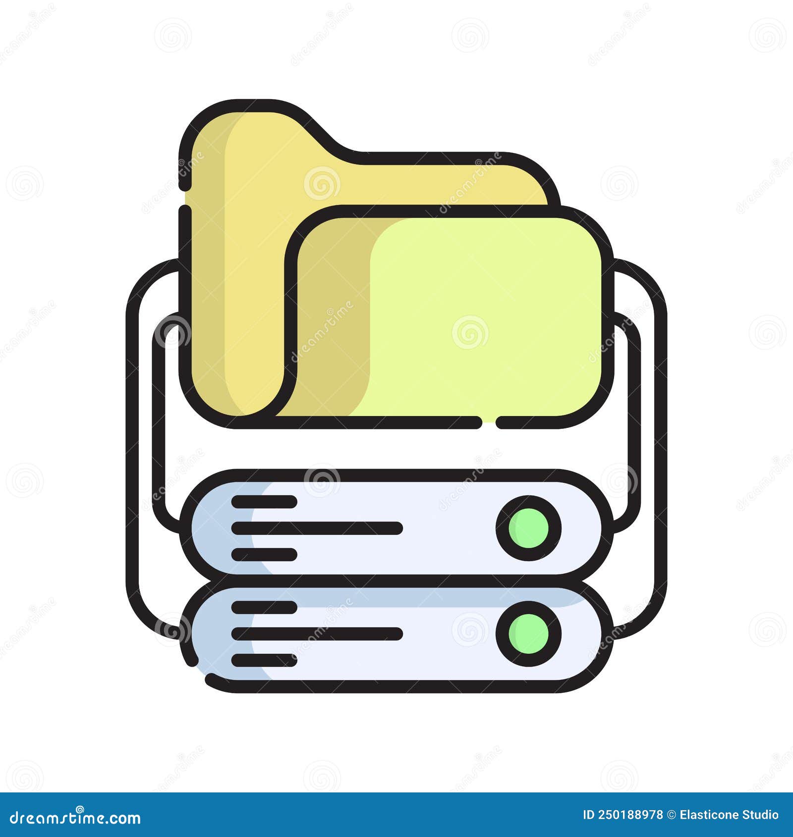 Server Storage Icon Vector Illustration. Flat Outline Cartoon. Cyber ...
