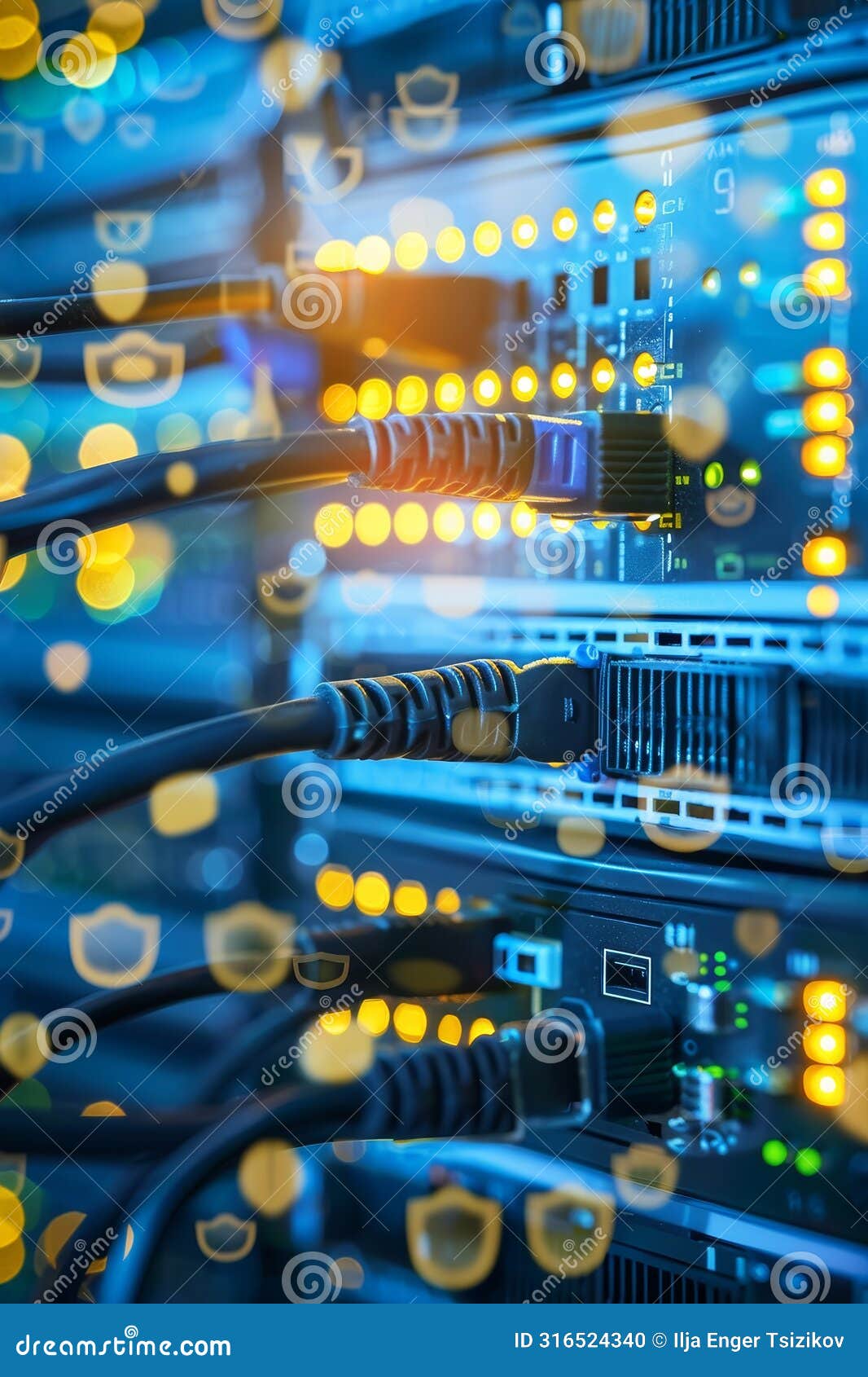 Server Switch Connected To Lan Via Fiber Optic Cable for Optimal ...