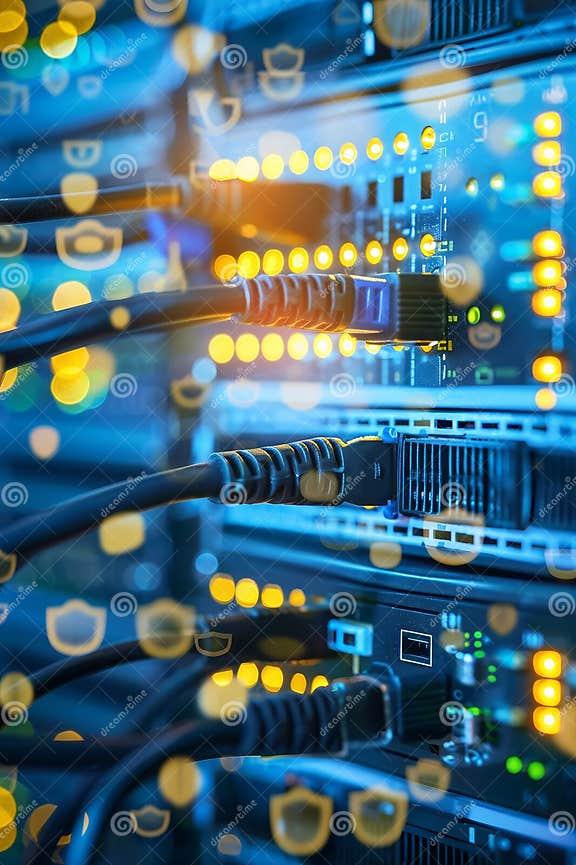 Server Switch Connected To Lan Via Fiber Optic Cable for Optimal ...