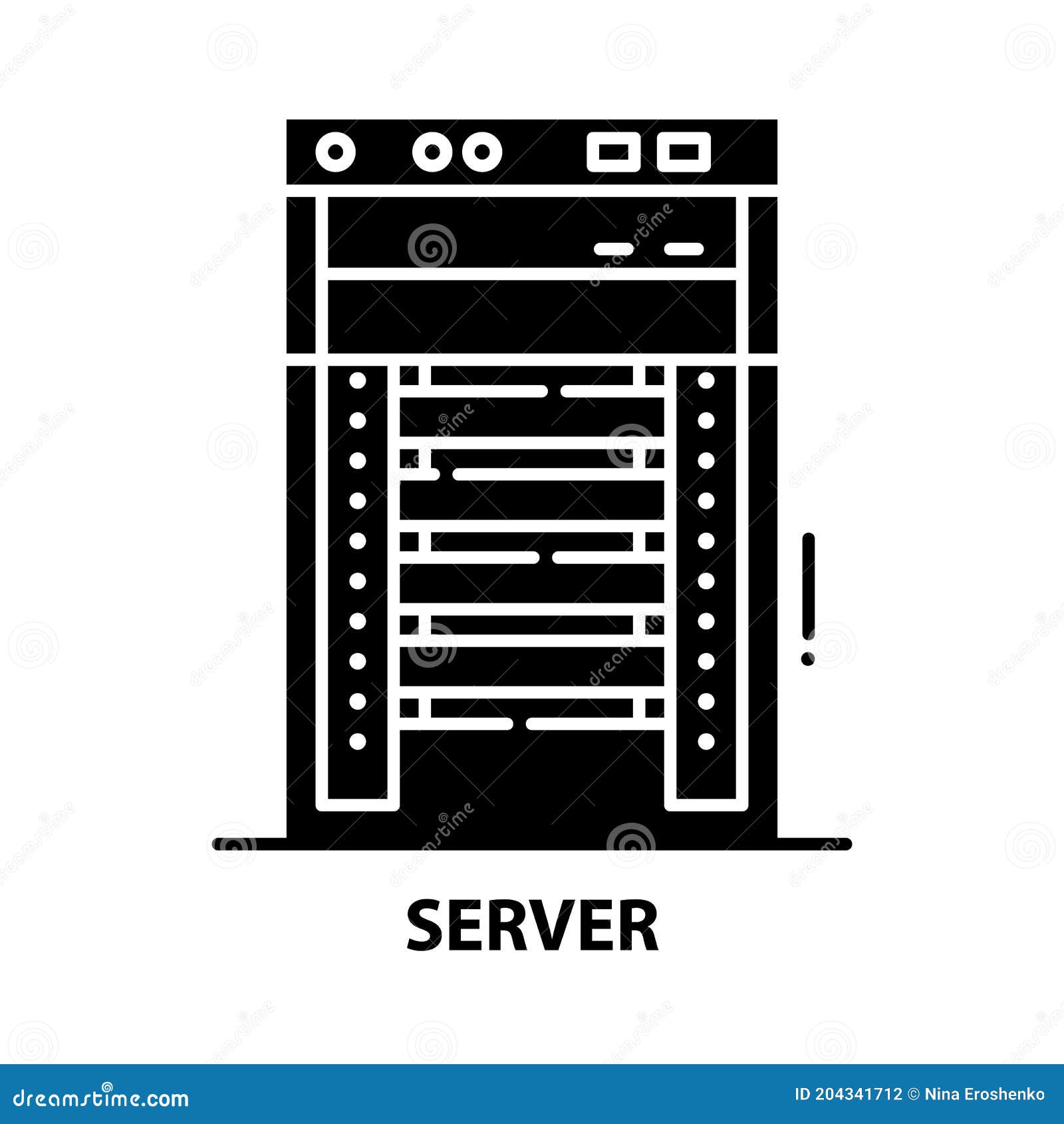Server Symbol Icon, Black Vector Sign with Editable Strokes, Concept ...
