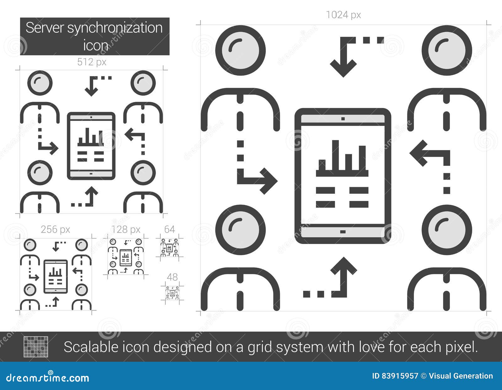 Server Synchronization Line Icon Stock Vector Illustration Of Icon
