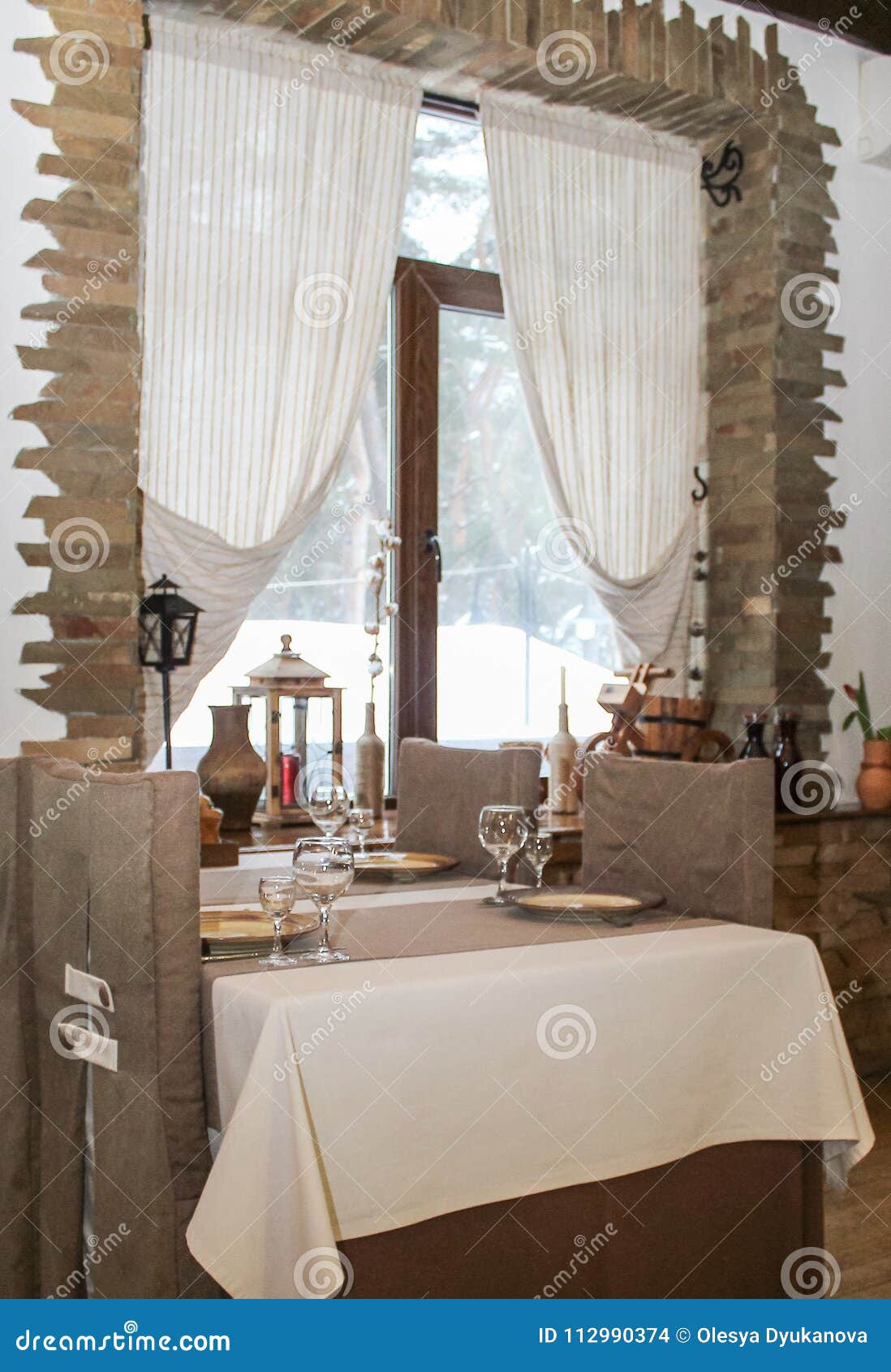 Served Table Near Window in Cafe Stock Photo - Image of empty, beauty ...