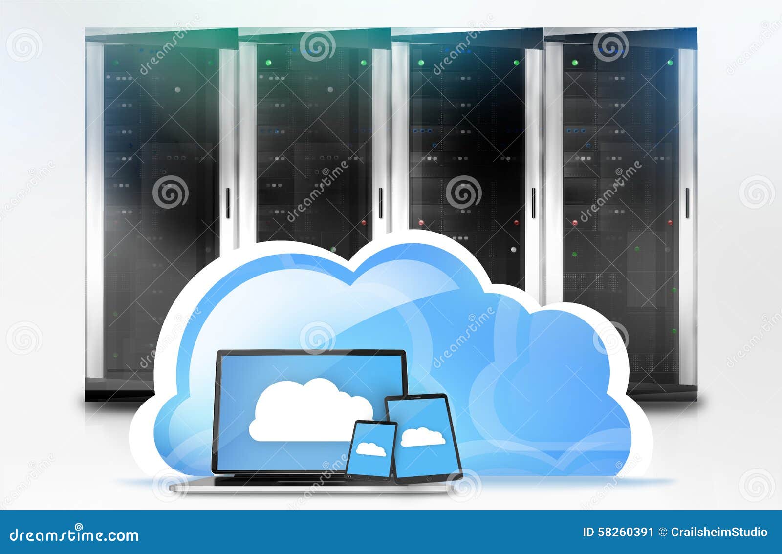 Server Tower Cloud-Computing Stock Illustration - Illustration of cloud ...