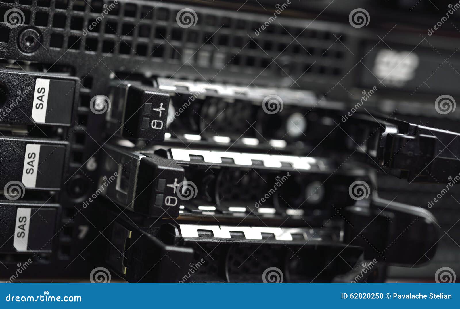 Server trays with SAS HDD stock photo. Image of electricity - 62820250