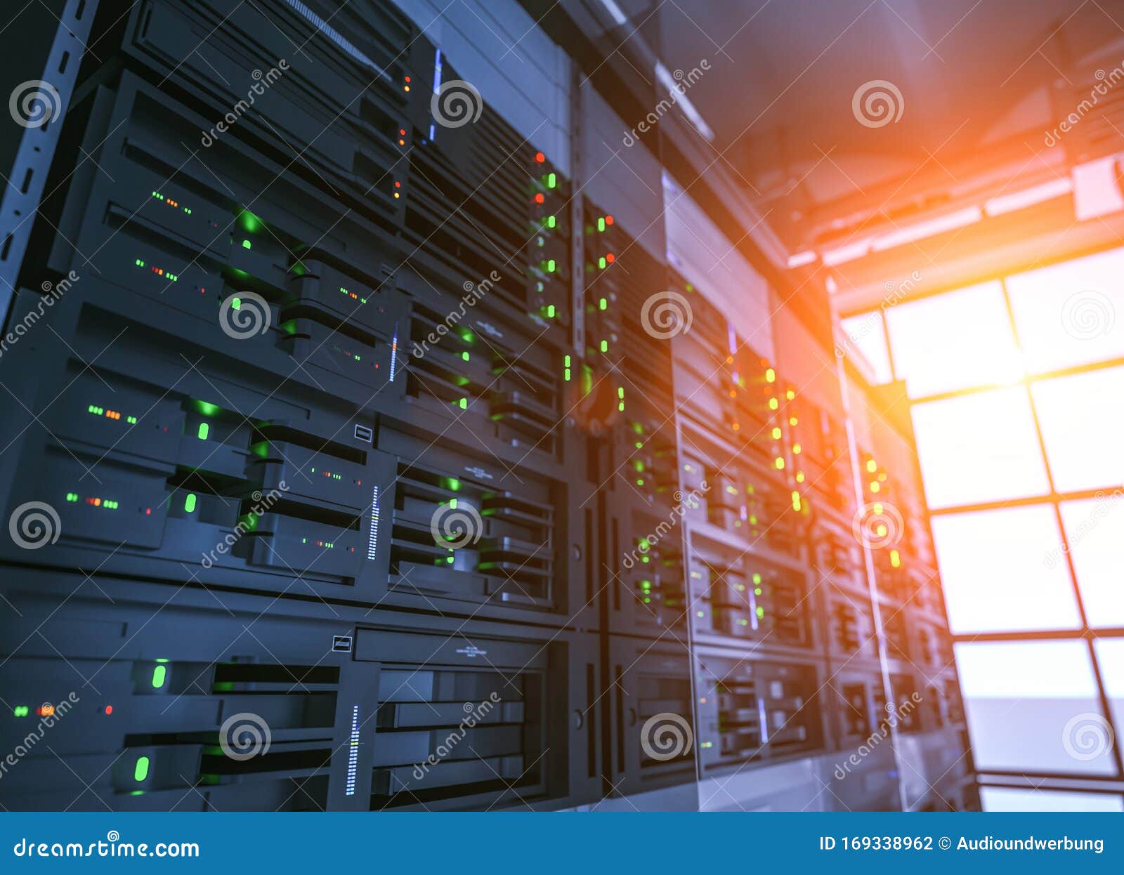 Server Units in Cloud Service Data Center Showing Flickering Light ...