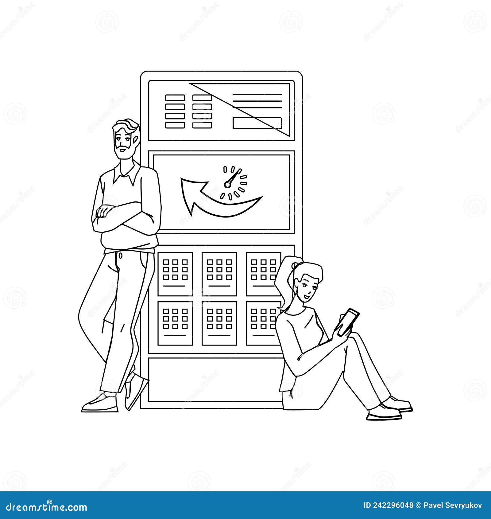 Developers Drawing Chart, Monitoring Applications. Computing Resourses ...