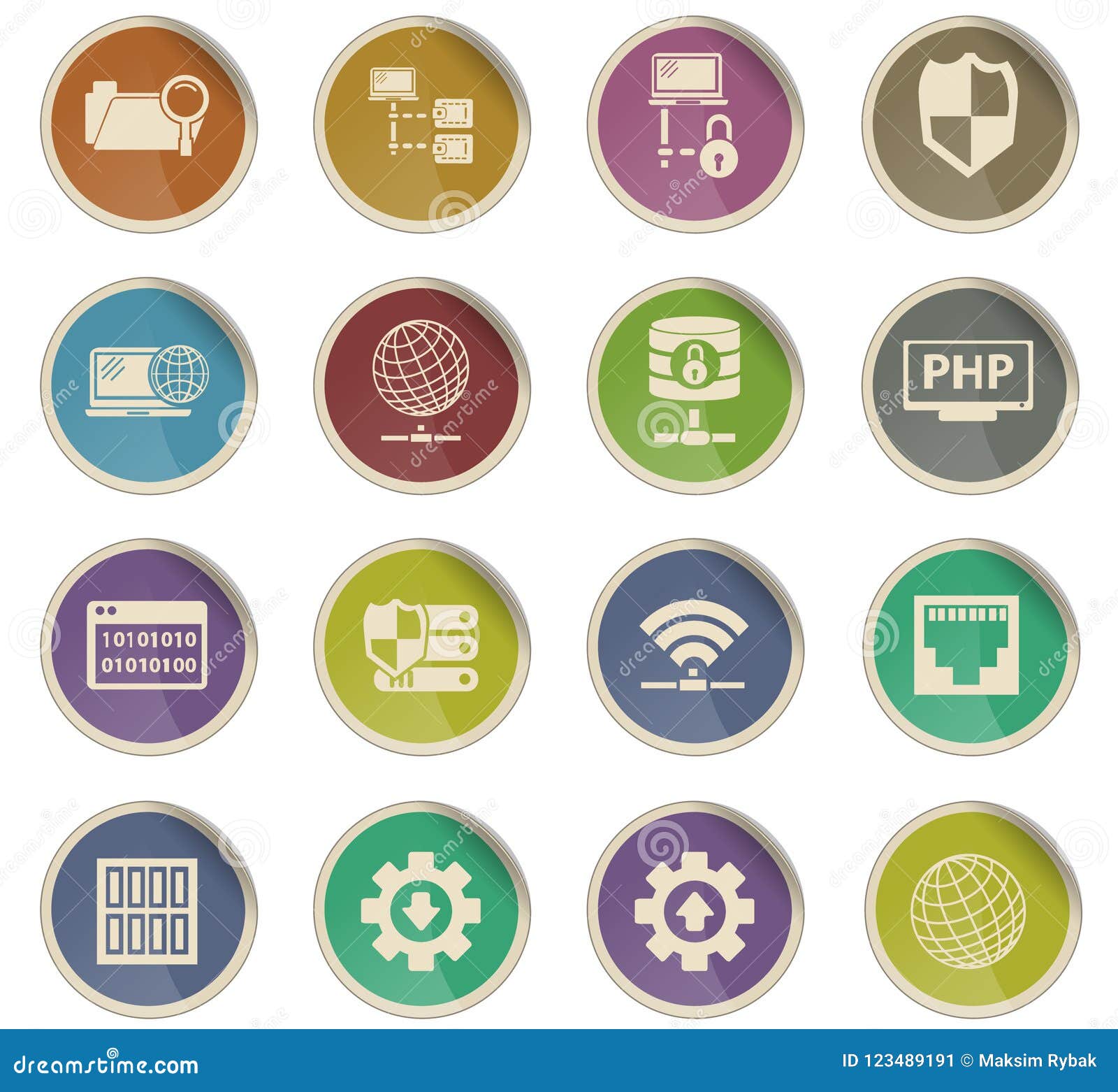 Server icon set stock vector. Illustration of security - 123489191