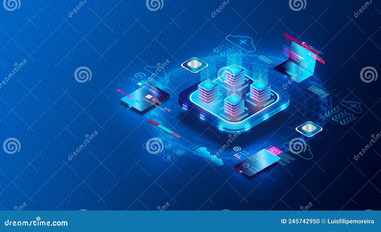 Server Virtualization Concept - 3D Illustration Stock Illustration ...
