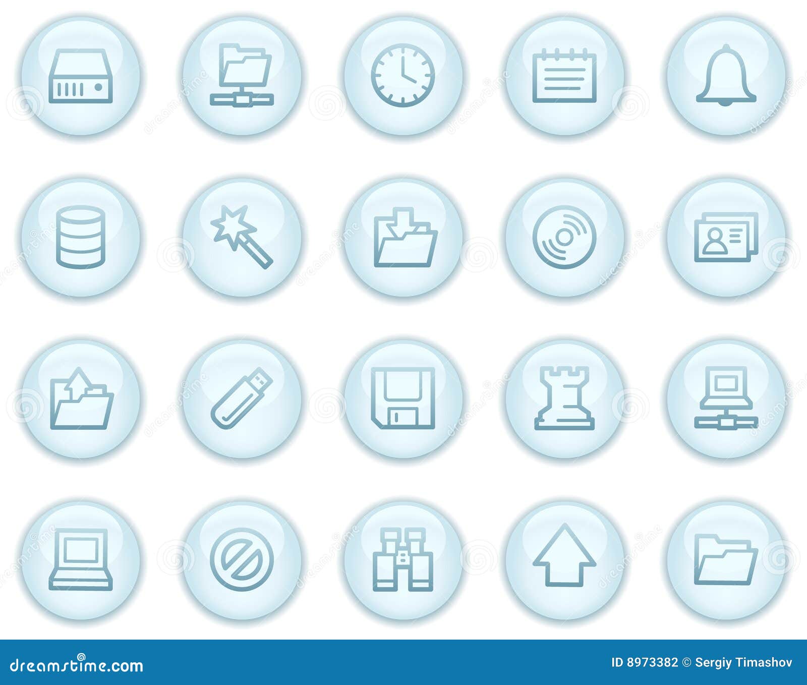 Server Web Icons, Light Blue Circle Buttons Series Stock Vector ...