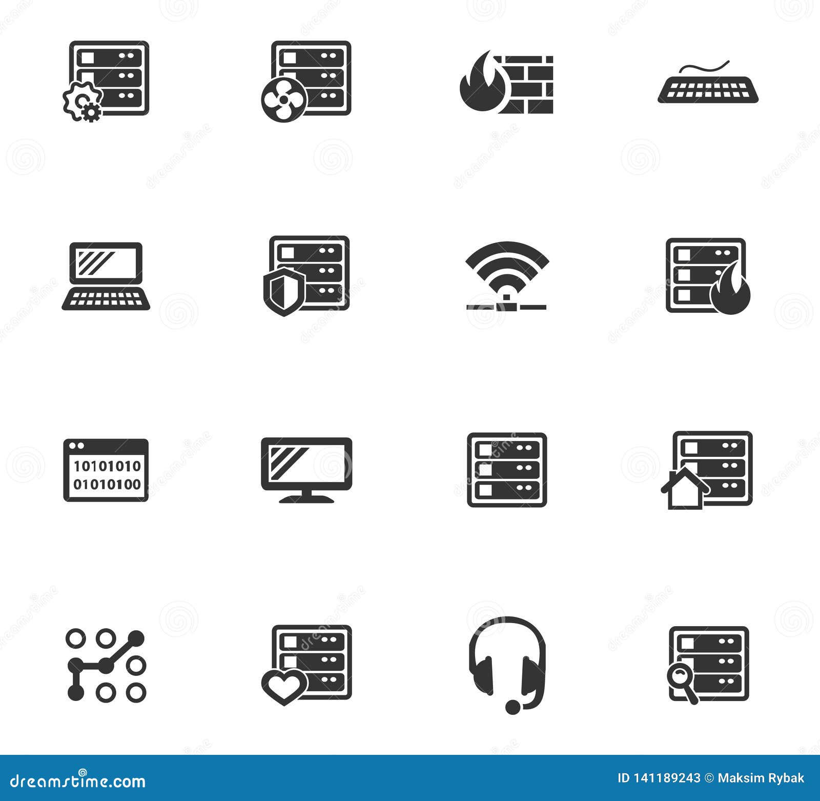 Server icon set stock vector. Illustration of digital - 141189243