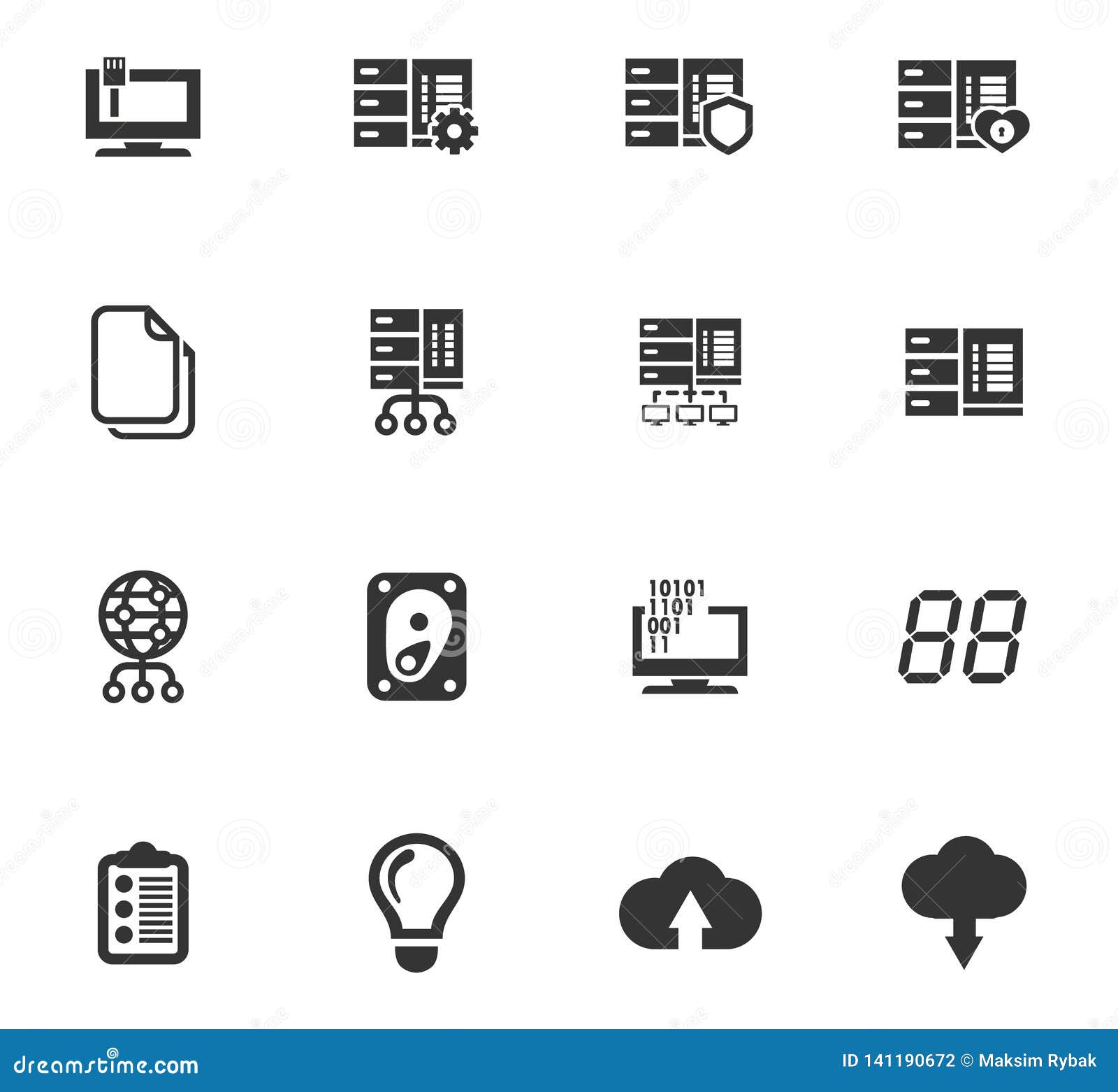 Server icon set stock vector. Illustration of internet - 141190672