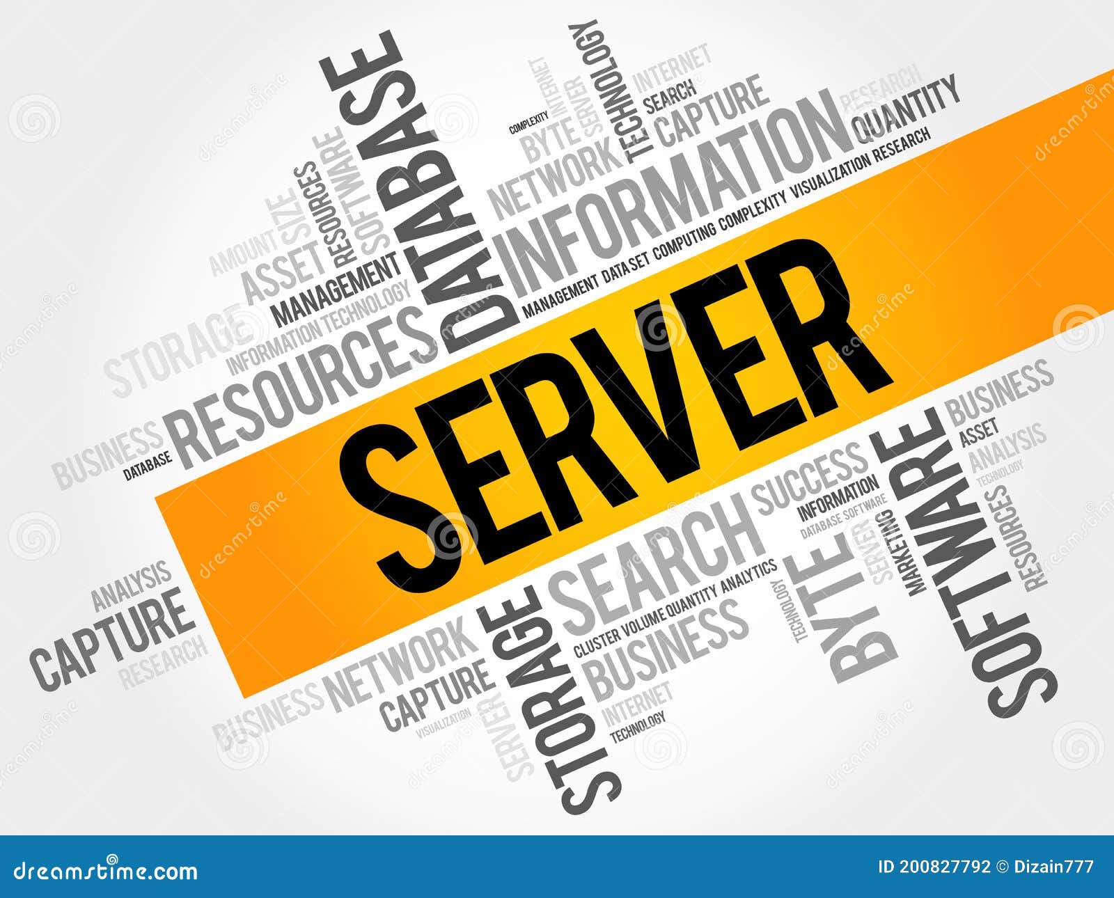 SERVER word cloud collage stock photo. Image of computer - 200827792