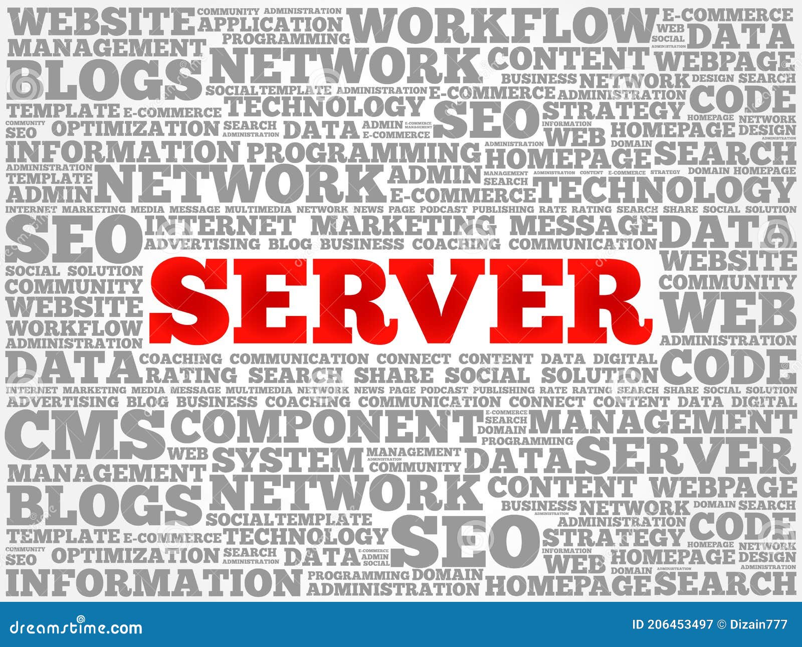 Server word cloud stock illustration. Illustration of networking ...