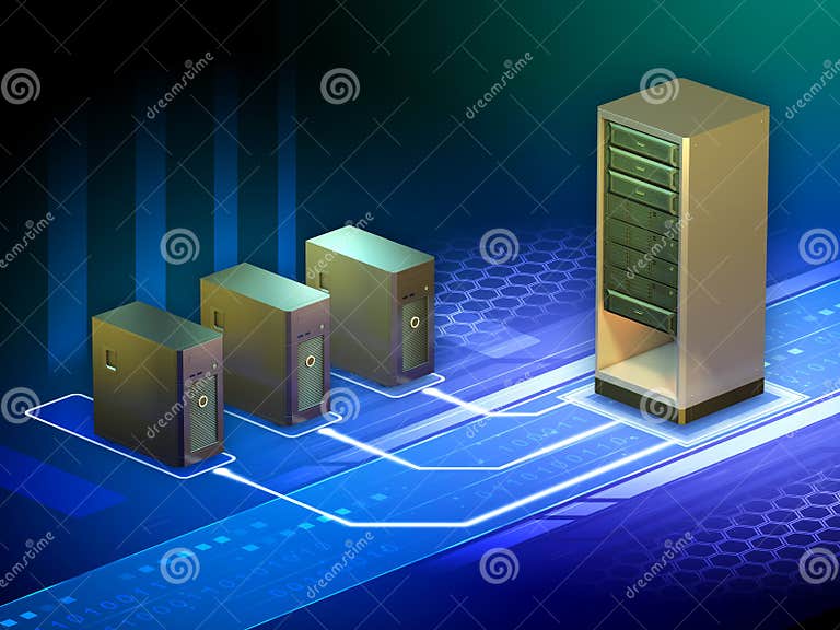 Server and workstations stock illustration. Illustration of http ...