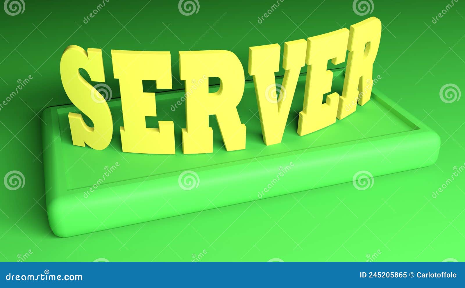 SERVER Yellow Write on Green Stand on Green Background - 3D Rendering ...